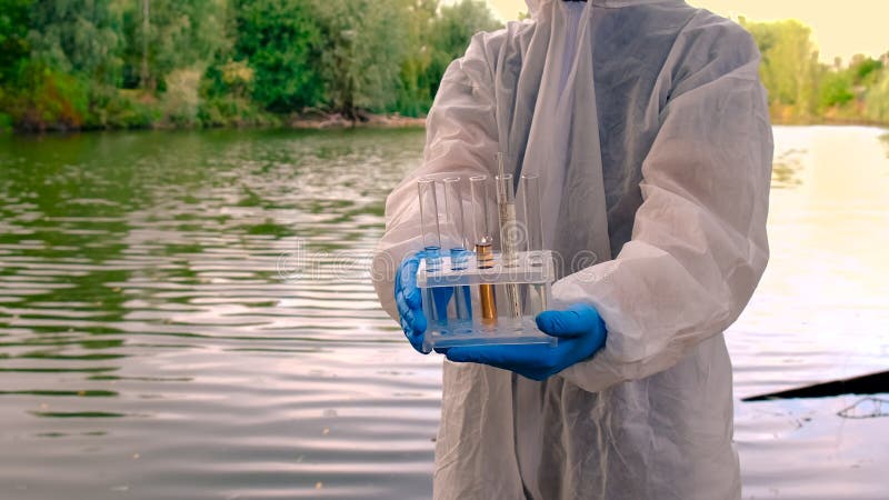 Conduct a Water Study on a River. Selective Focus Stock Footage - Video ...