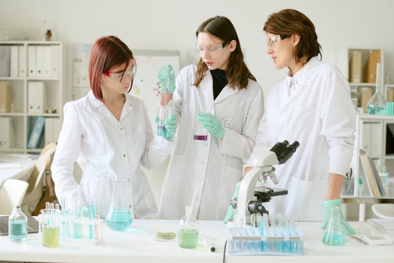 Conducting Experiments in Modern Scientific Laboratory Stock Image ...