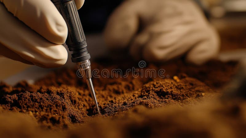 Conducting Soil Analysis with Precision Instruments Stock Image - Image ...