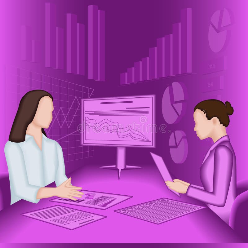 Conducting Stakeholder Interviews. Female. 2D Stock Vector ...