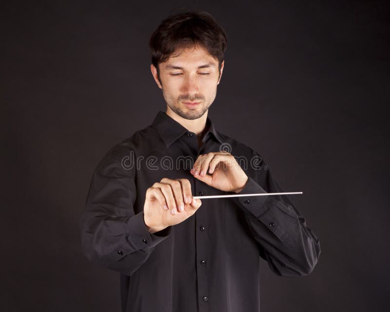 Conductor Conducting an Orchestra Stock Image - Image of musician ...