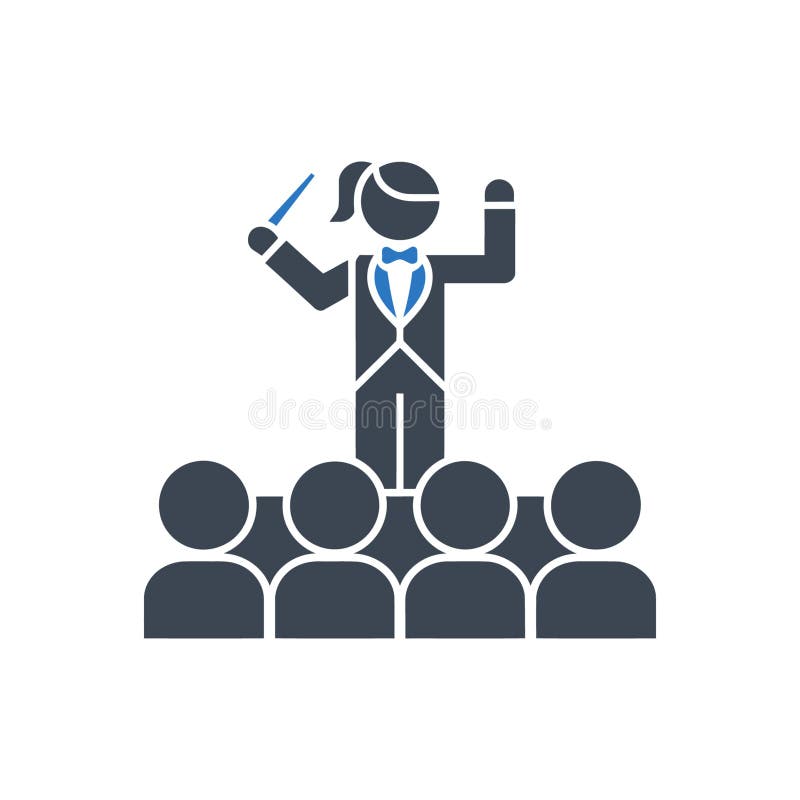 Conductor Leading Orchestra Icon Stock Vector - Illustration of leader ...