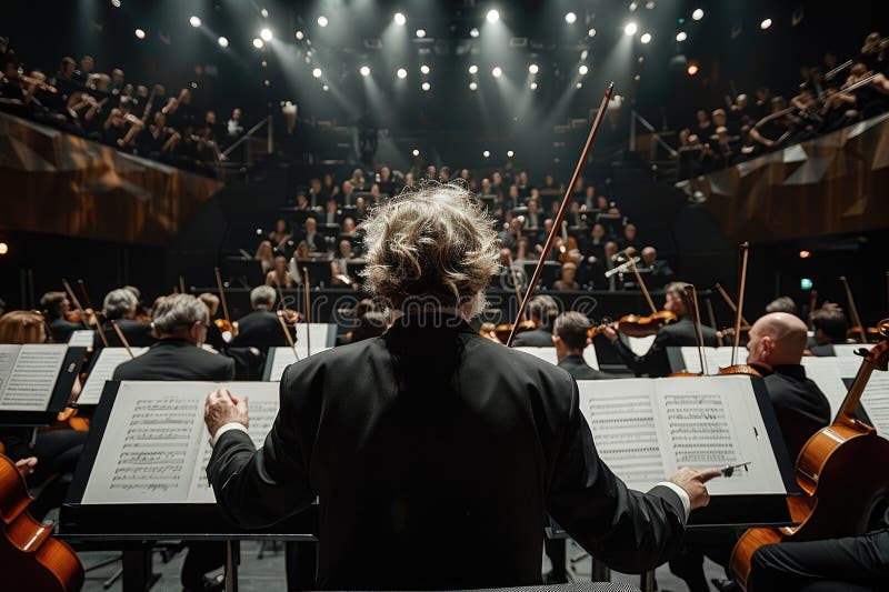 Orchestra Conductor Leading Symphony Concert Stock Illustration ...