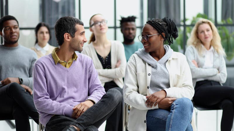 Conducts Business Training with a Group of Young People. Stock Image ...