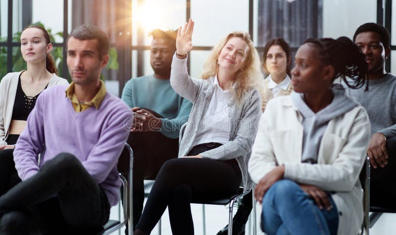 Conducts Business Training with a Group of Young People. Stock Image ...
