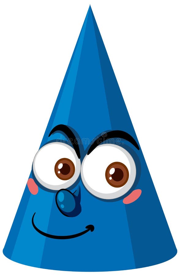 Cone Cartoon Character with Face Expression on White Background Stock ...