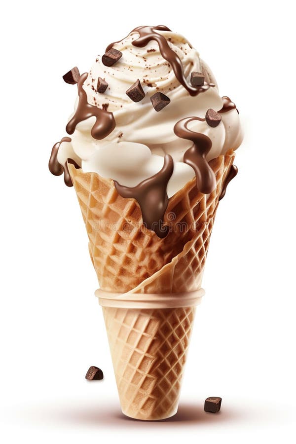 A Cone Of Chocolate Chip Bliss Chocolate Chip Ice Cream Cone Isolated