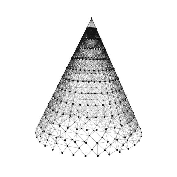 Cone with Connected Lines and Dots. Abstract 3D Connection Structure ...