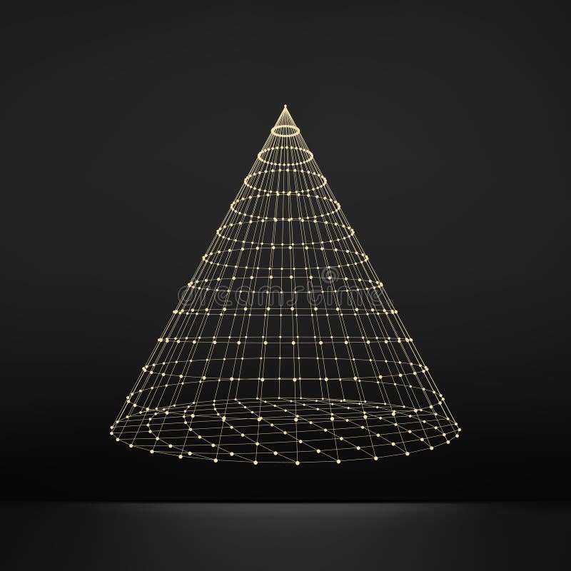 Cone With Connected Lines And Dots Abstract 3d Connection Structure Geometric Shape For Design