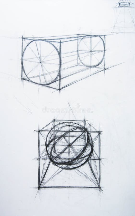 Cone, Cube, the Cylinder. Drawing Academic Stock Illustration ...