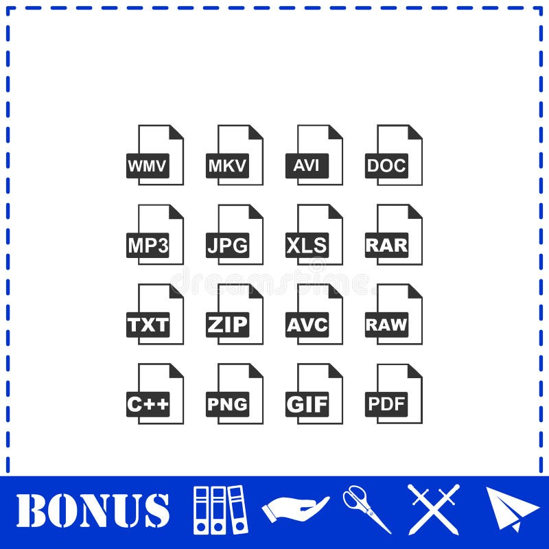 ?cone Das Extens?es De Arquivo Horizontalmente Ilustração do Vetor ...