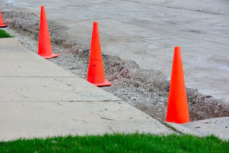 Cone In Ditch Ready For Roadwork Stock Photo - Image of equipment ...