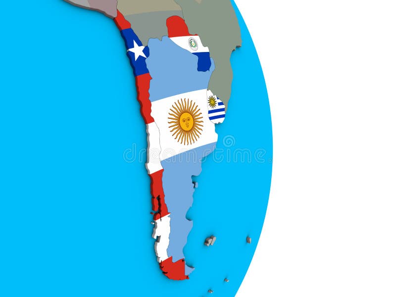 Cone Do Sul Com As Bandeiras No Mapa Ilustração Stock - Ilustração de ...