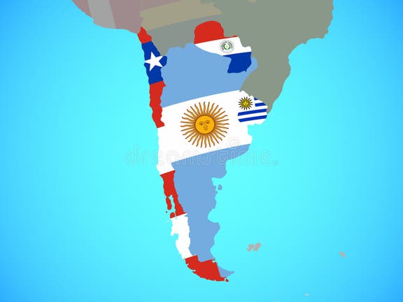 Cone Sul Com Bandeiras No Mapa Ilustração Stock - Ilustração de mapa ...