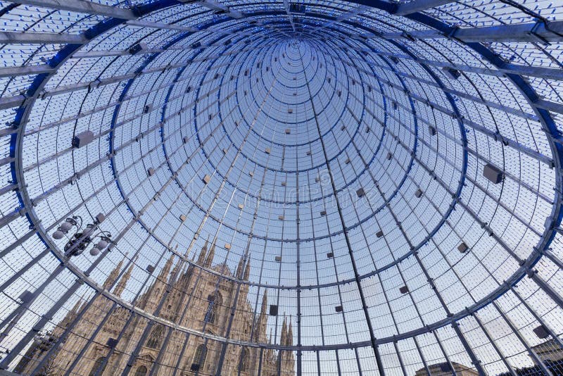 Inside Christmas Tree in Milan Duomo Square Stock Image - Image of cone ...