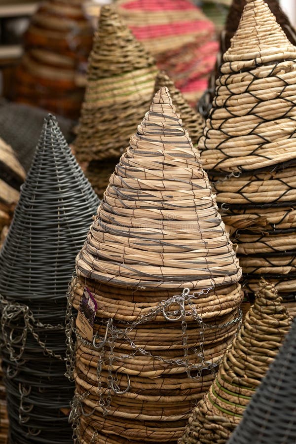 Cone Hanging Baskets Planters for Sale in Garden Centre Stock Photo ...