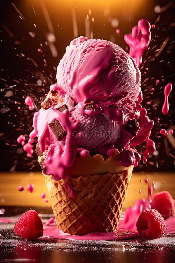 Cone Ice Cream Berries Color Explosion Stock Photos - Free & Royalty ...