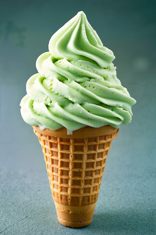 A Cone of Ice Cream with Green Frosting in it Stock Illustration ...