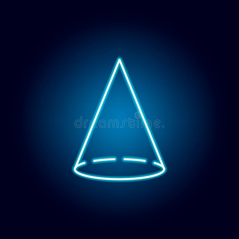Cone Icon in Neon Style. Geometric Figure Element for Mobile Concept ...