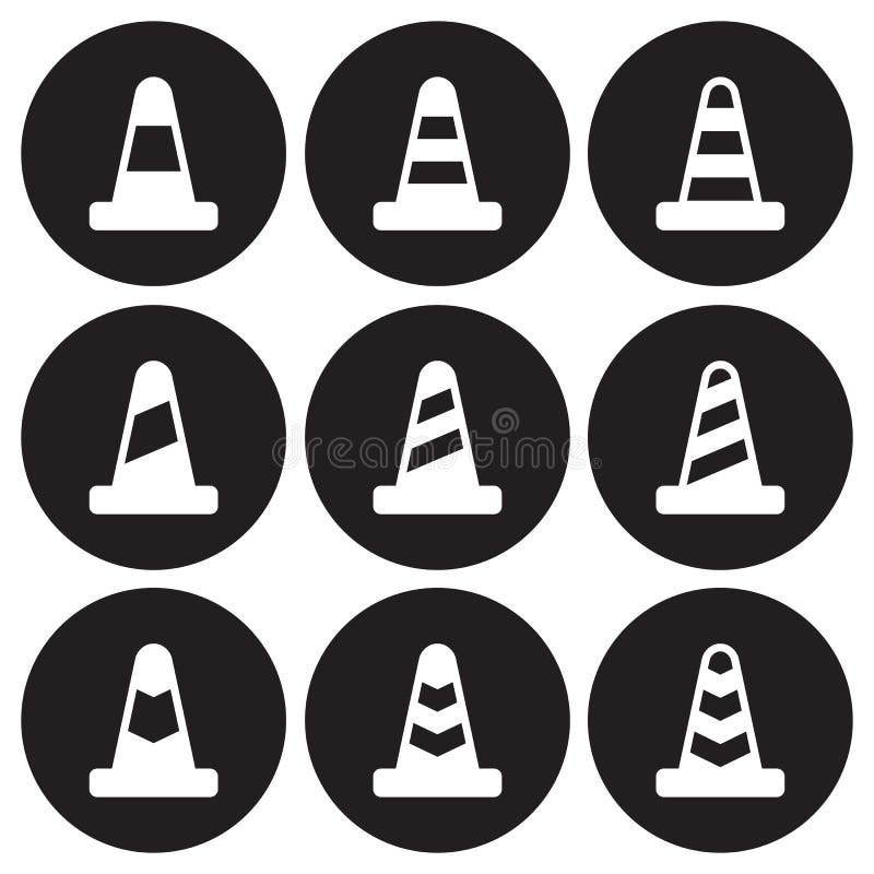Cone icons set stock illustration. Illustration of obstacle - 98731188