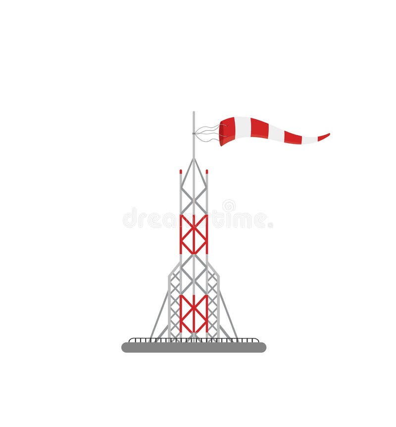 Cone Meteorology Windsock Wind Vane Isolated on White Background. Red ...