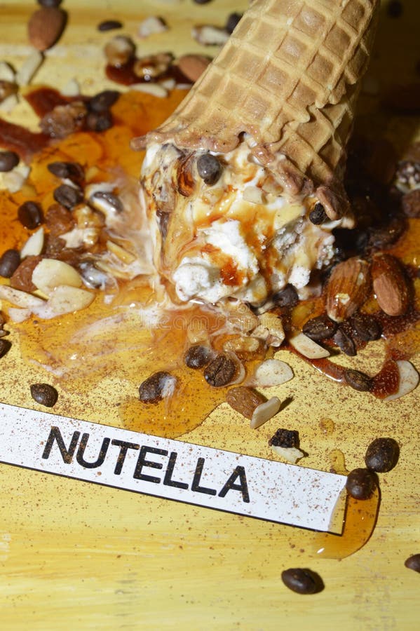 Cone with nutella gelato editorial photography. Image of huzelnut ...