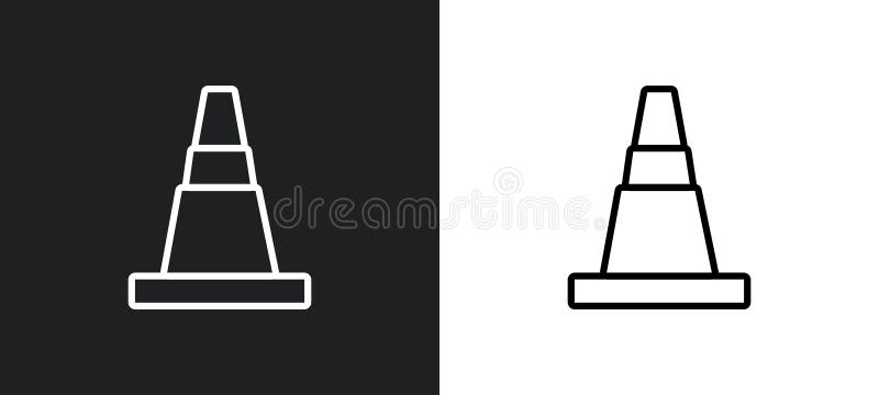 Cone Outline Icon in White and Black Colors. Cone Flat Vector Icon from ...