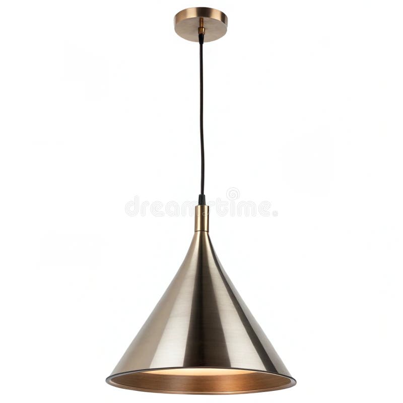 Cone Pendant Light Front View Full Length Isolated on White Background ...