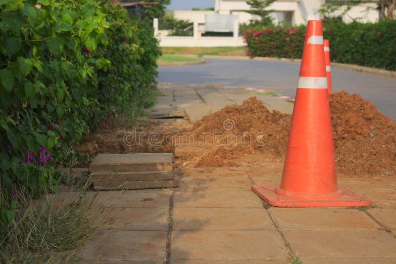 Cone Red Construction Roadblock Danger Stock Photo - Image of danger ...