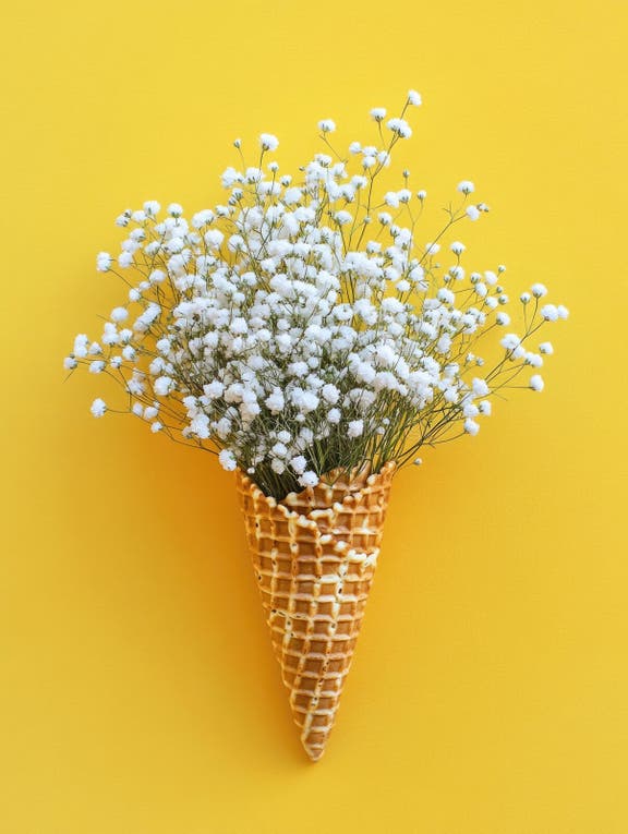 Cone Shaped Container with White Flowers in it Stock Photo - Image of ...