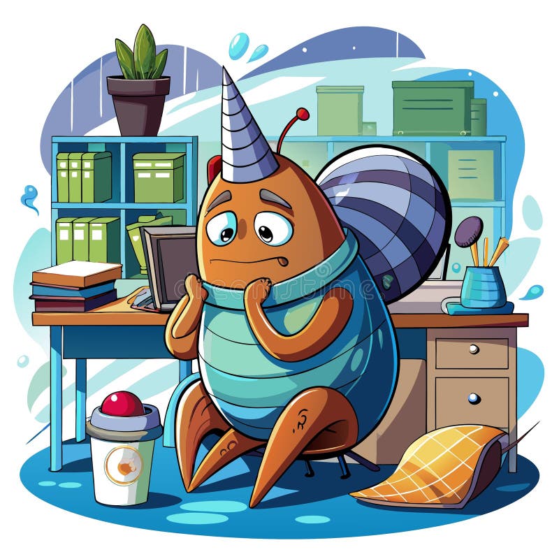 Cone Snail Exhausted Cries Office Vector Stock Illustration ...