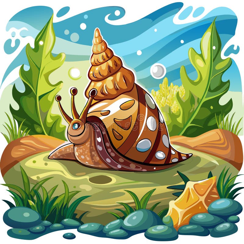 Cone Snail Friendly Rests Sea Vector Stock Illustration - Illustration ...