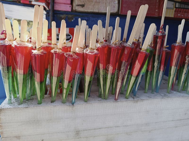 Cone or Triangle Shaped Candy Lollipop Stock Photo - Image of contrast ...