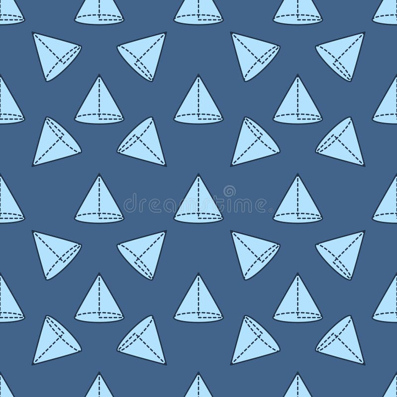 Cone Vector Geometry and Mathematics Blue Seamless Pattern Stock ...
