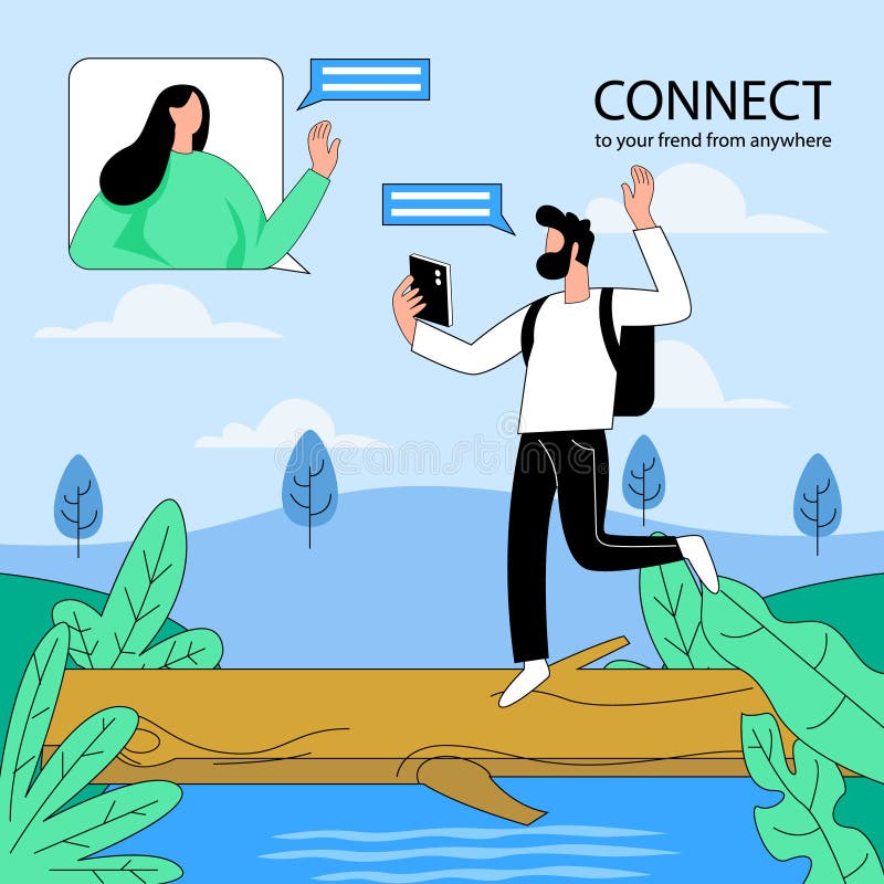 Conectar Con El Vector De Concepto De Ilustración De Su Amigo Stock de ...