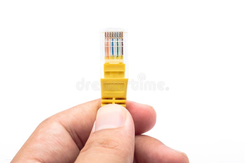 Conector Del Control Rj45 De La Mano Imagen de archivo - Imagen de ...