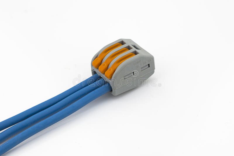 Conector Do Fio Com Fios Azuis Foto de Stock - Imagem de elétrico ...