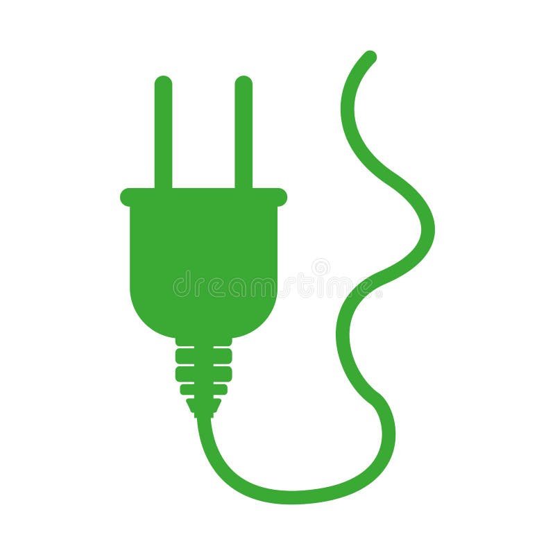 Conector Verde Del Enchufe De La Silueta Con El Cordón Stock de ...