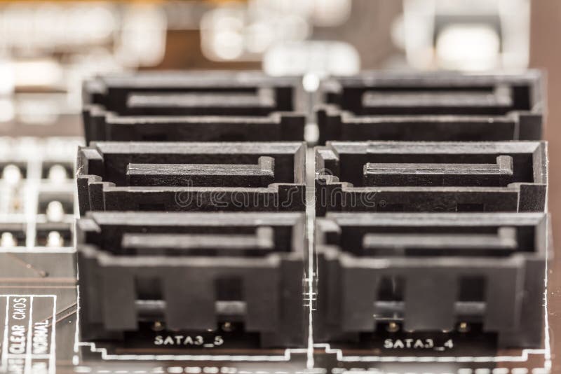 ATA Connectors on Motherboard Serial Foto de archivo - Imagen de equipo ...