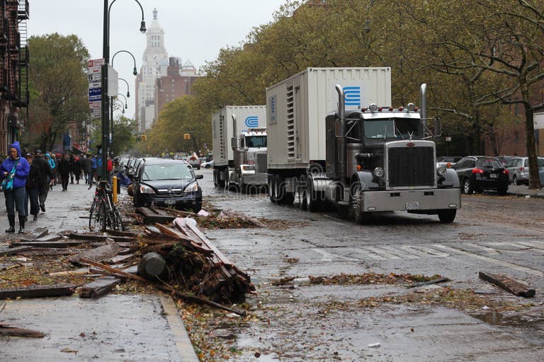 ConEdison Trucks Lining NYC after Hurricane Editorial Image - Image of ...