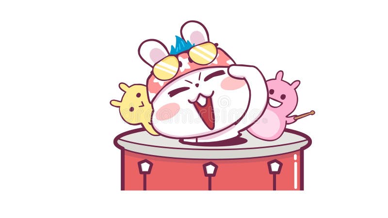 Conejo Animado Con Fondo De Tambor Blanco Metrajes - Vídeo de ...