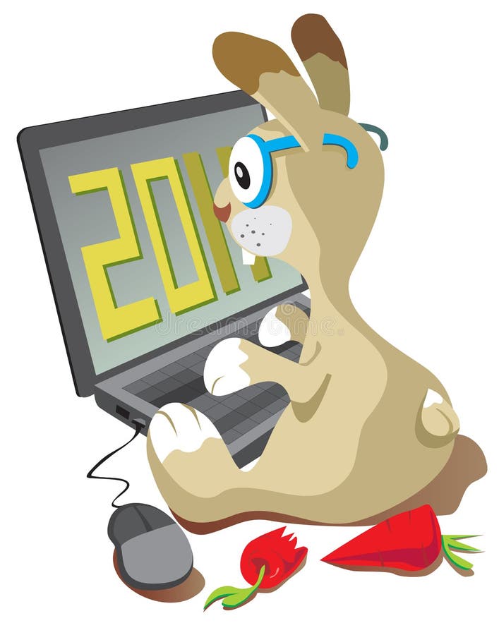 Conejo el programador ilustración del vector. Ilustración de nuevo ...