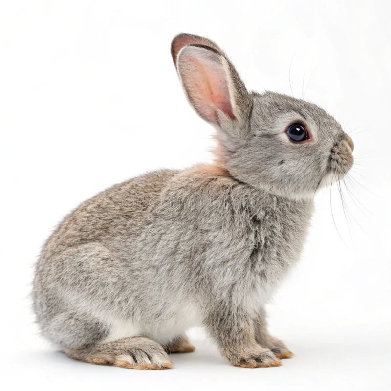 Conejo Gris Aislado En Fondo Blanco Stock de ilustración - Ilustración ...