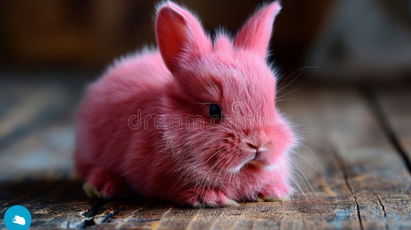 Conejo Rosa Adorable Sobre Mesa De Madera Stock de ilustración ...