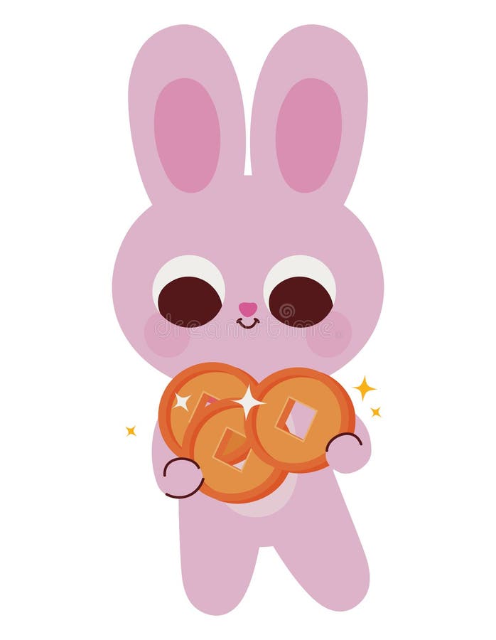 Conejo rosa lindo ilustración del vector. Ilustración de caricatura ...