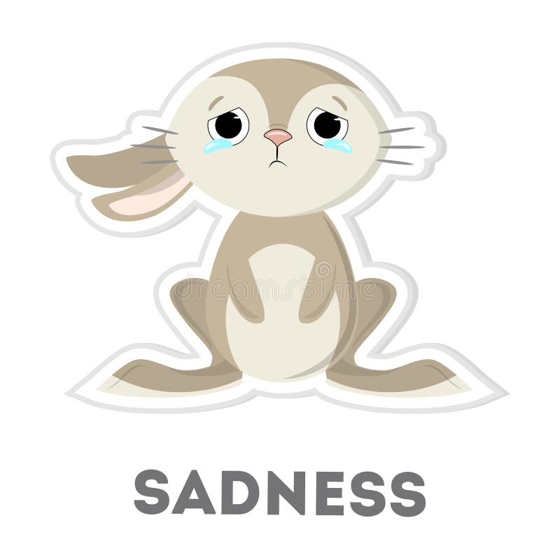 Conejo triste aislado ilustración del vector. Ilustración de ...