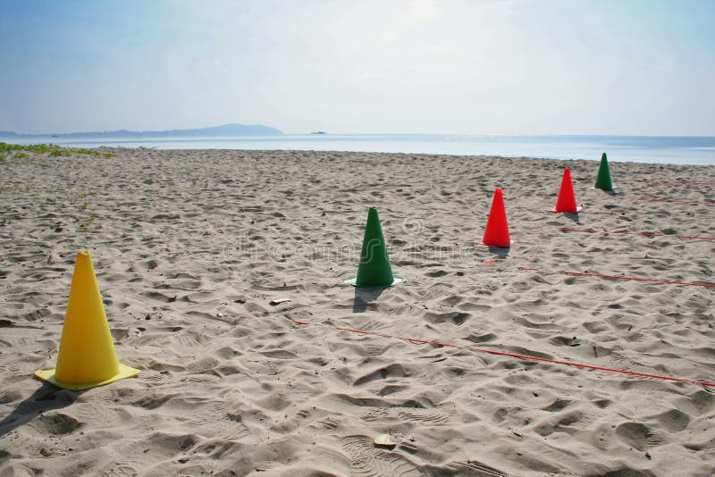 Cones on the beach stock image. Image of equipment, ocean - 862095
