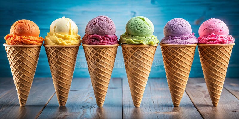 Cones Ice Cream Multiple Flavors and Colors Visually Appealing AI ...