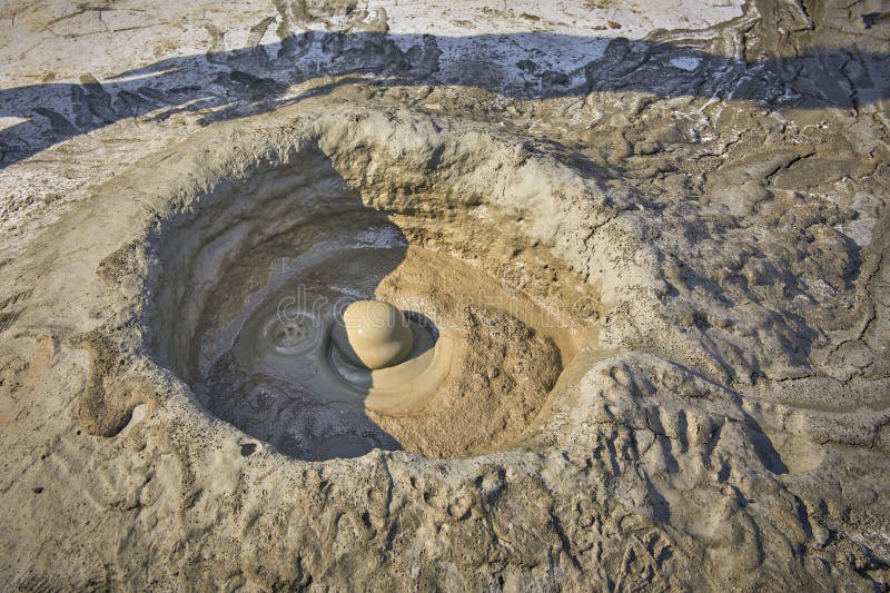 Cones of Mud Volcanoes from Which Rivers of Mud Flow Stock Photo ...