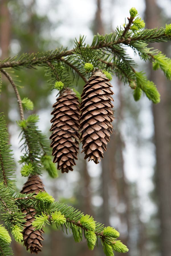 Cones in tree. stock photo. Image of natural, spruce - 54974582